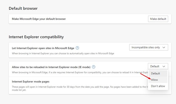 Microsoft Edge에서 Internet Explorerie 모드 설정 방법 팁릴레이